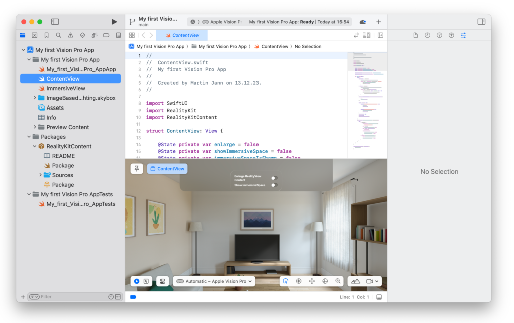 How to create an application for Apple Vision Pro using XCode