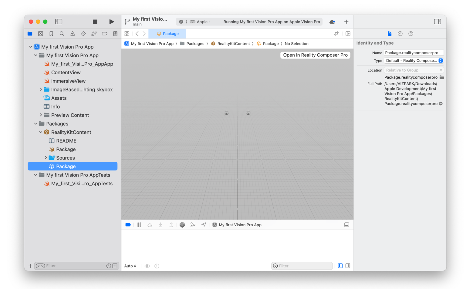 How to create an application for Apple Vision Pro using XCode