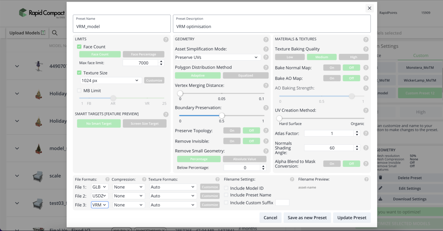 How to reduce the size of your VRM models